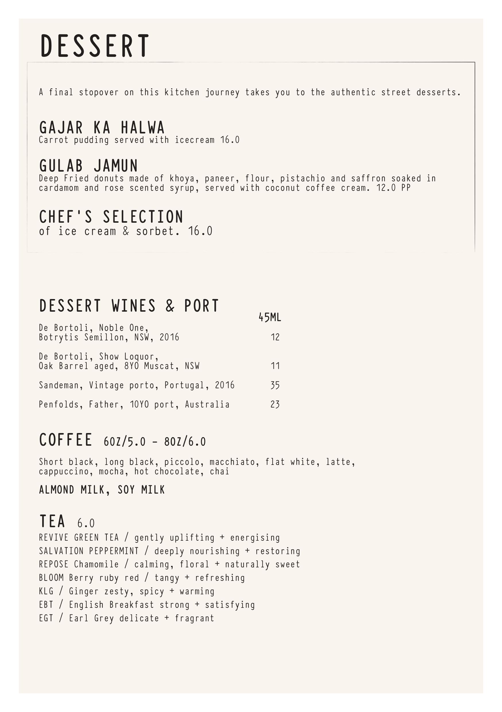 Dessert Menu - VT STATION