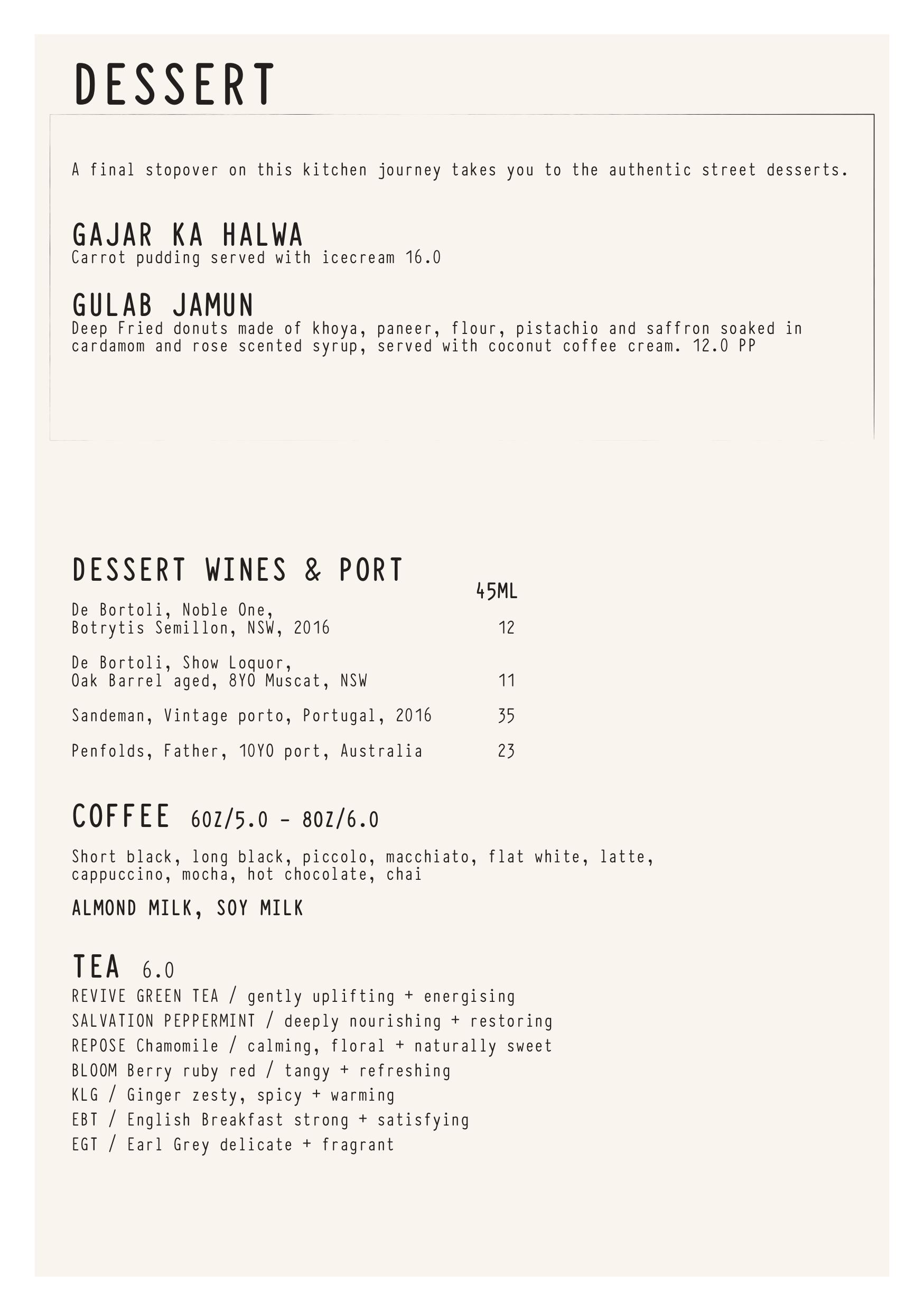 Dessert Menu - VT STATION