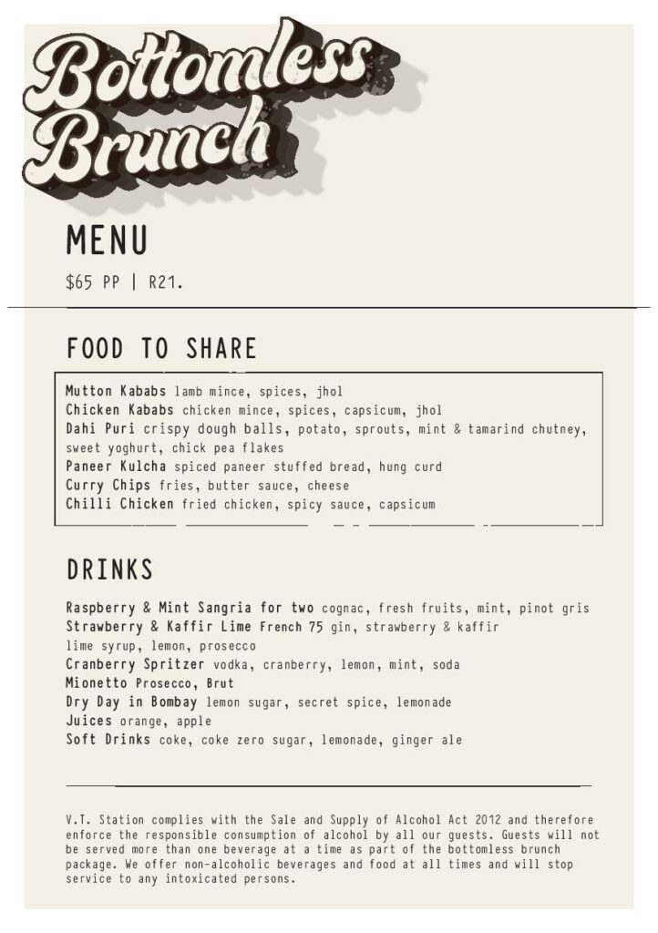 Bottomless Brunch T's & C's - VT STATION