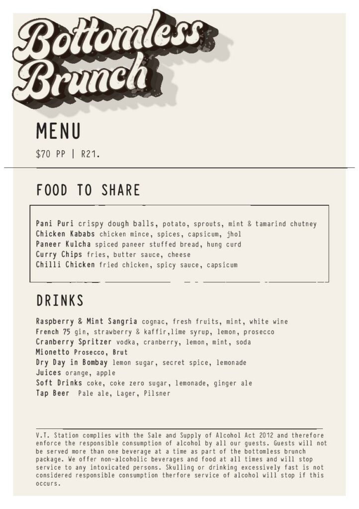 Bottomless Brunch T's & C's - VT STATION